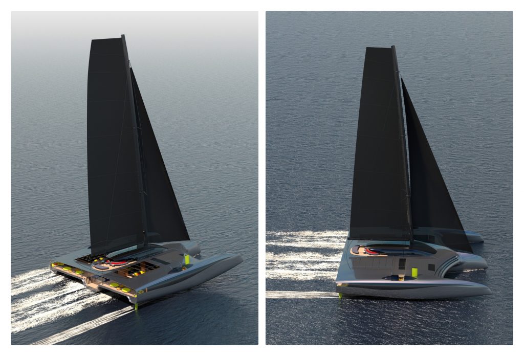 Trimaran s crnim jedrima inspirisan luksuzom starog Rima - CdM