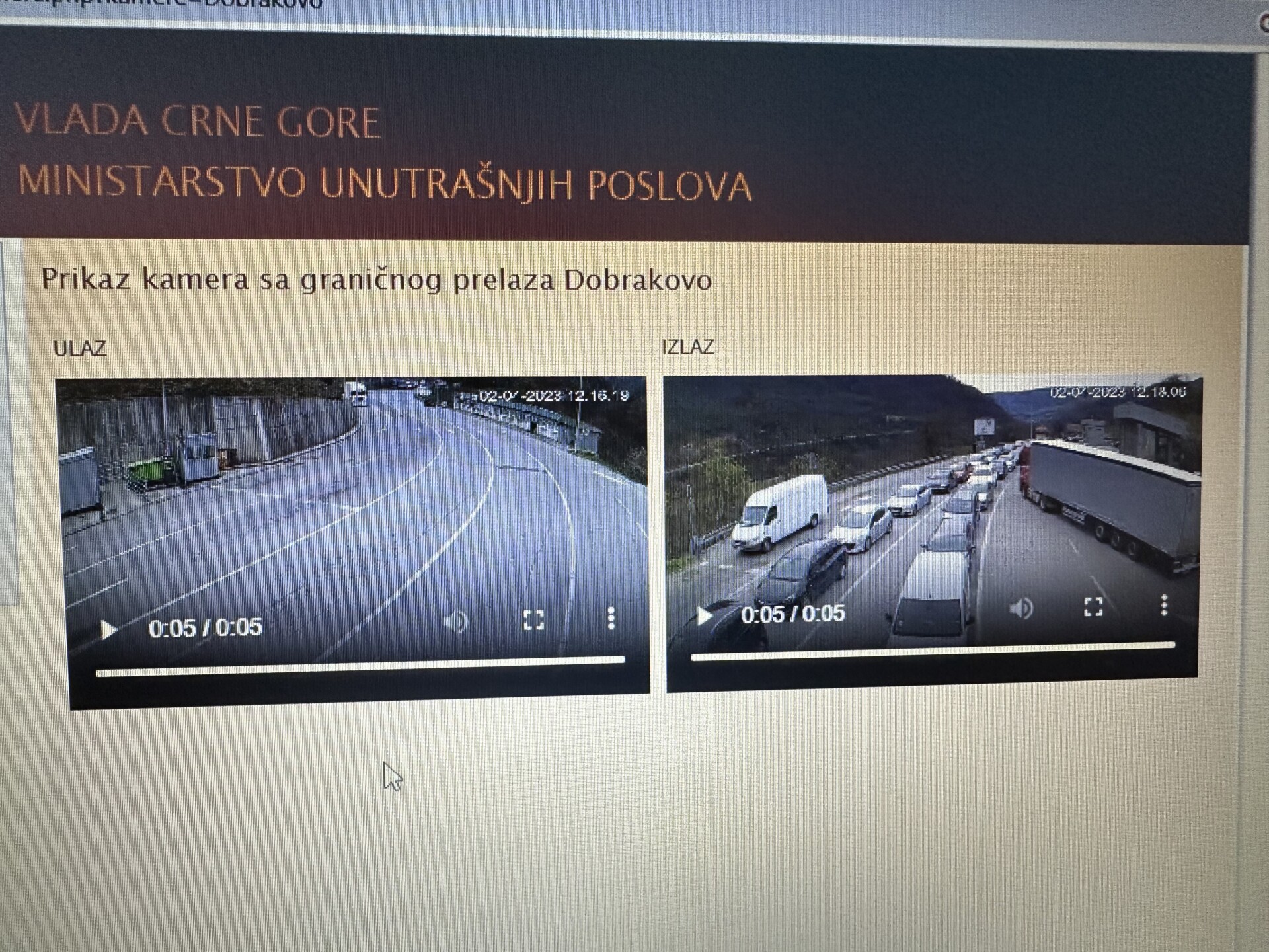 Nakon više sati proradile kamere MUP-a na graničnim prelazima - CdM