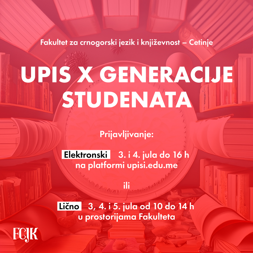 Upis na FCJK putem platforme upisi.edu.me - CdM