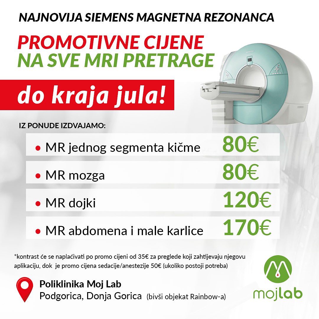 Najniže cijene za preglede na magnetnoj rezonanci u Poliklinici Moj Lab ...